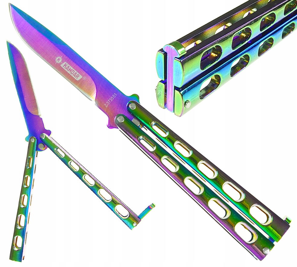 NÓŻ MOTYLKOWY TĘCZOWY RAINBOW MOTYLEK CS GO OSTRY - 11998535781 ...
