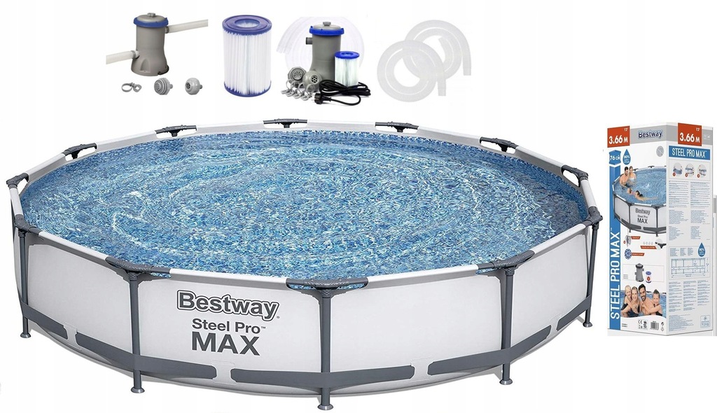 BASEN OGRODOWY STELAŻOWY 366x76cm BESTWAY 9w1 - 10807089470 - oficjalne archiwum Allegro