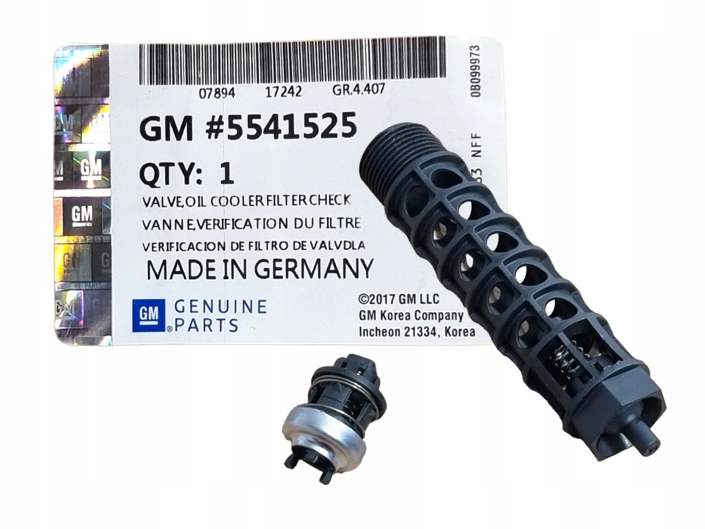 ZAWÓR ZWROTNY FILTRA OLEJU OPEL ORYGINAŁ 5541525 - 12994362902 ...