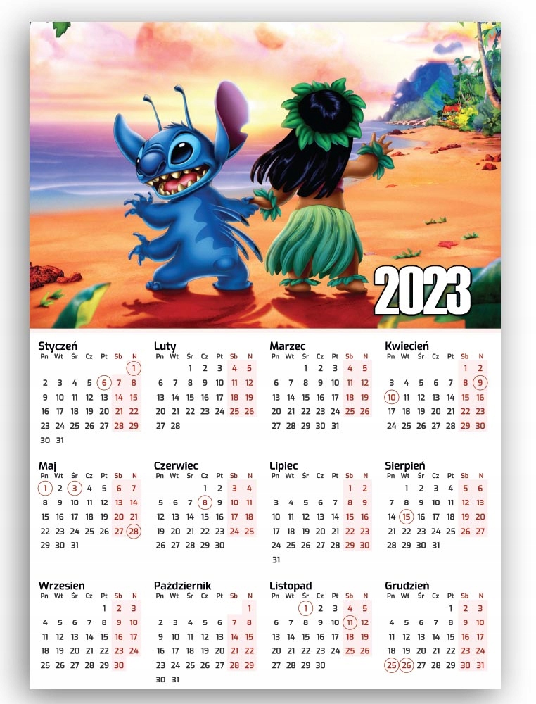 KALENDARZ PLAKATOWY A2 PDM LILO I STICH 11 2023 - 12753922519 - oficjalne archiwum Allegro