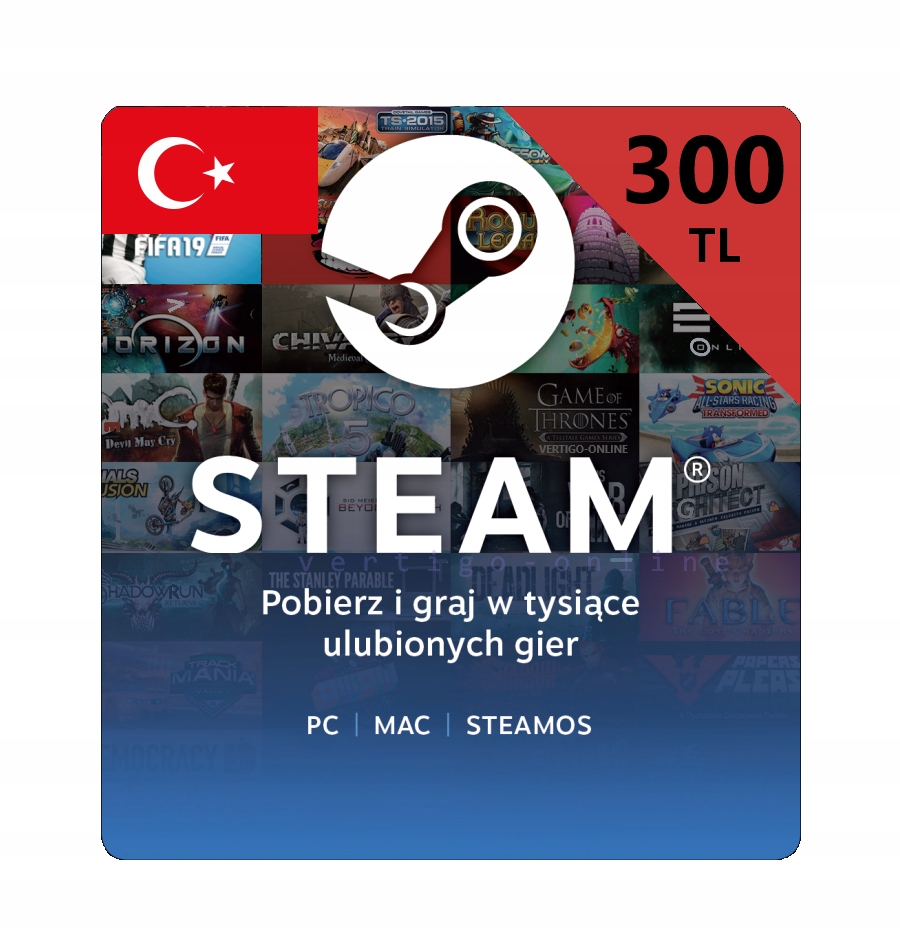 STEAM 300 TL , Lira Turecka TRY , Karta , Wallet - 13154558167 - oficjalne archiwum Allegro