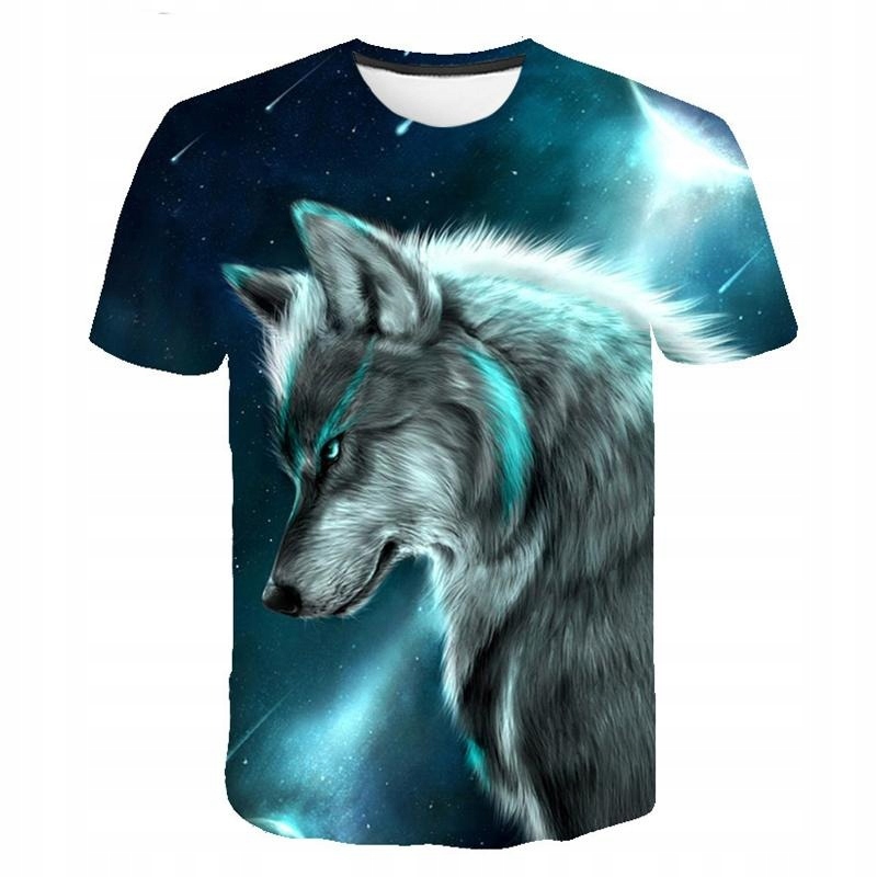 T-SHIRT MĘSKI KOSZULKA 3D Z NADRUKIEM WILKA WOLF - 12503441175 ...