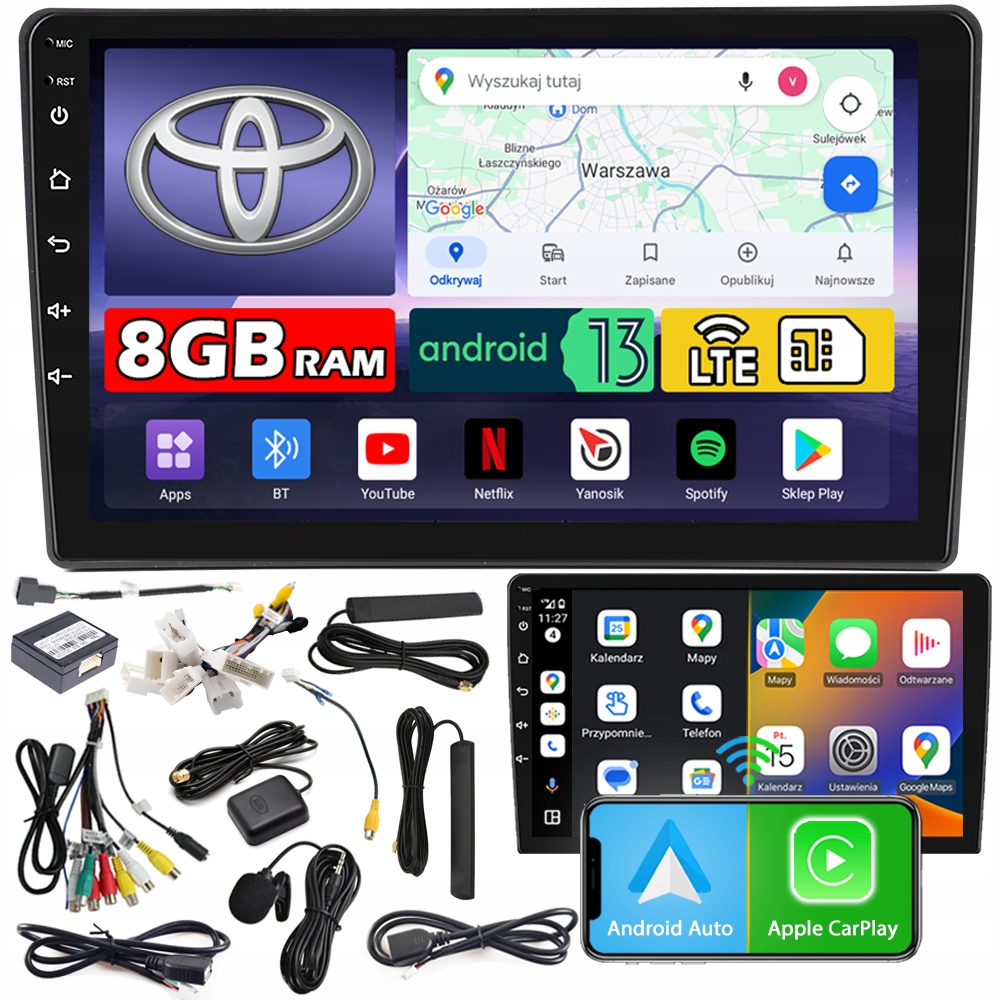 RADIO SAMOCHODOWE NCS ZQ9 TOYOTA AURIS II 2013-2018 CANBUS ANDROID 8GB LTE - 17308140410 ...