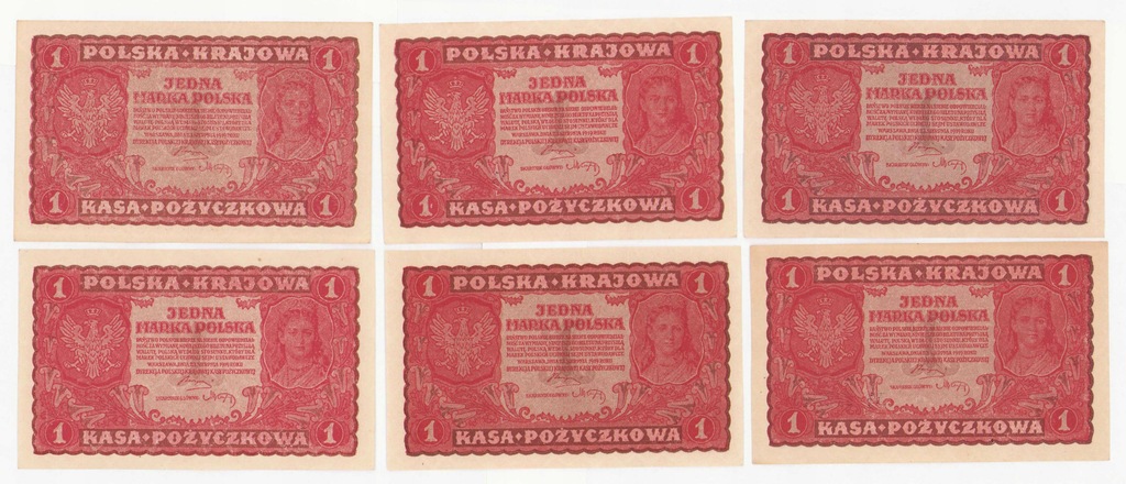 1 marka polska 1919, zestaw 6 sztuk - 16076541128 - oficjalne archiwum ...