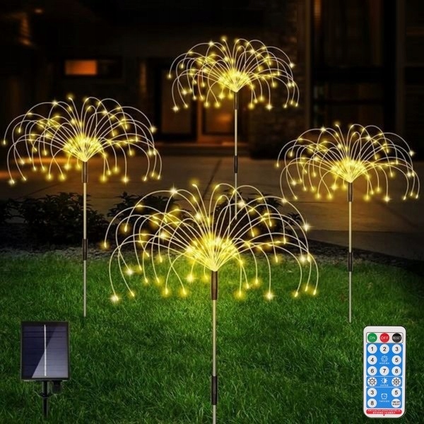 4x ŻÓŁTA LAMPA SOLARNA OGRODOWA 120 LED DMUCHAWIEC SOLAR LAMPKI SOLARNE - 14076238217 ...