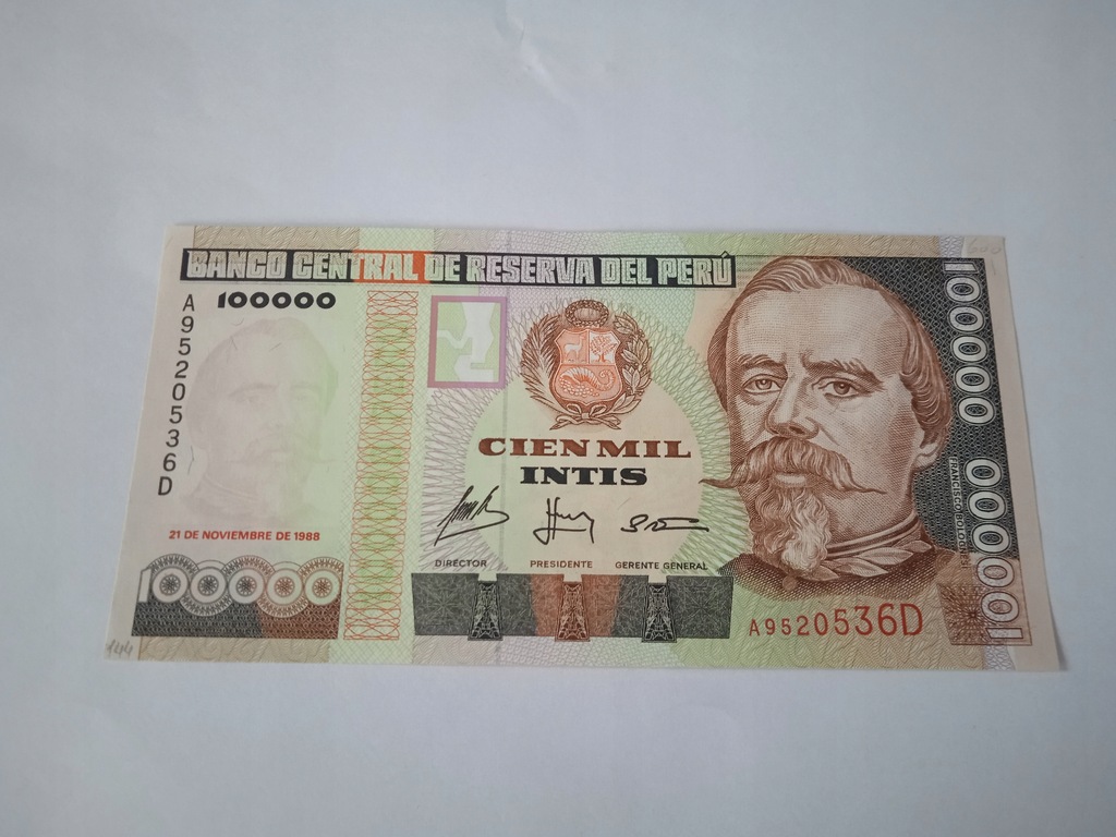 PERU 100000 INTIS 1988 P144 (Z PODDRUKIEM) (8432) - 15021656544 ...