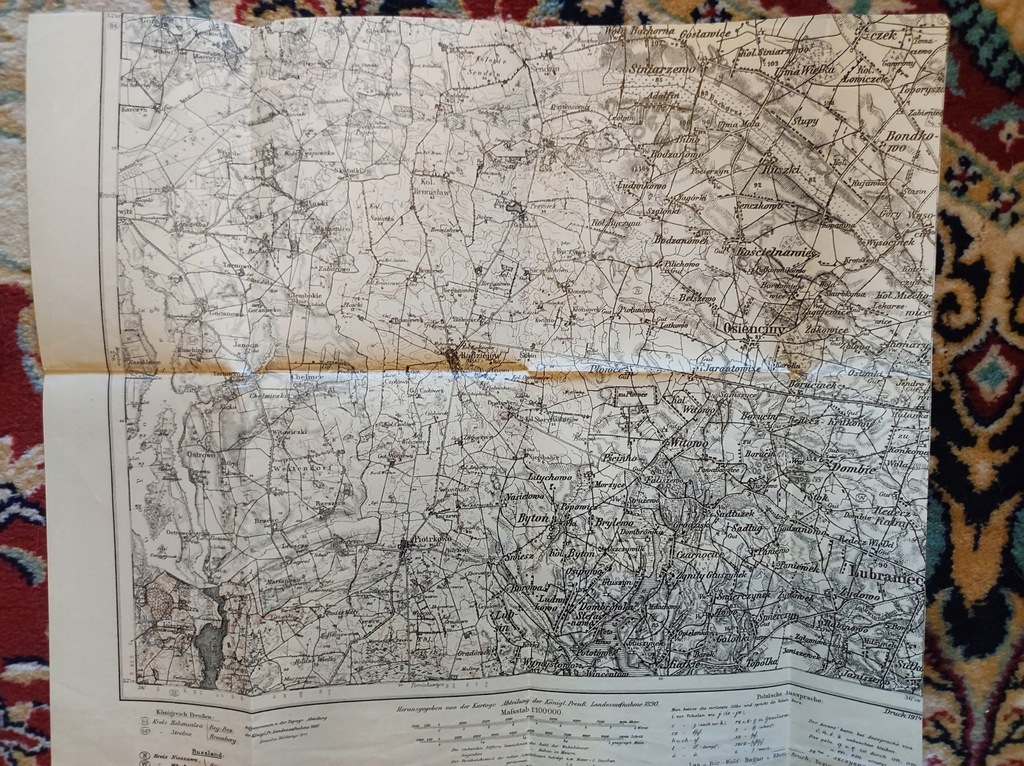 Niemiecka Mapa Wojskowa Radziejów Piotrkowo Osienciny Bytoń Płowce 1914 ...