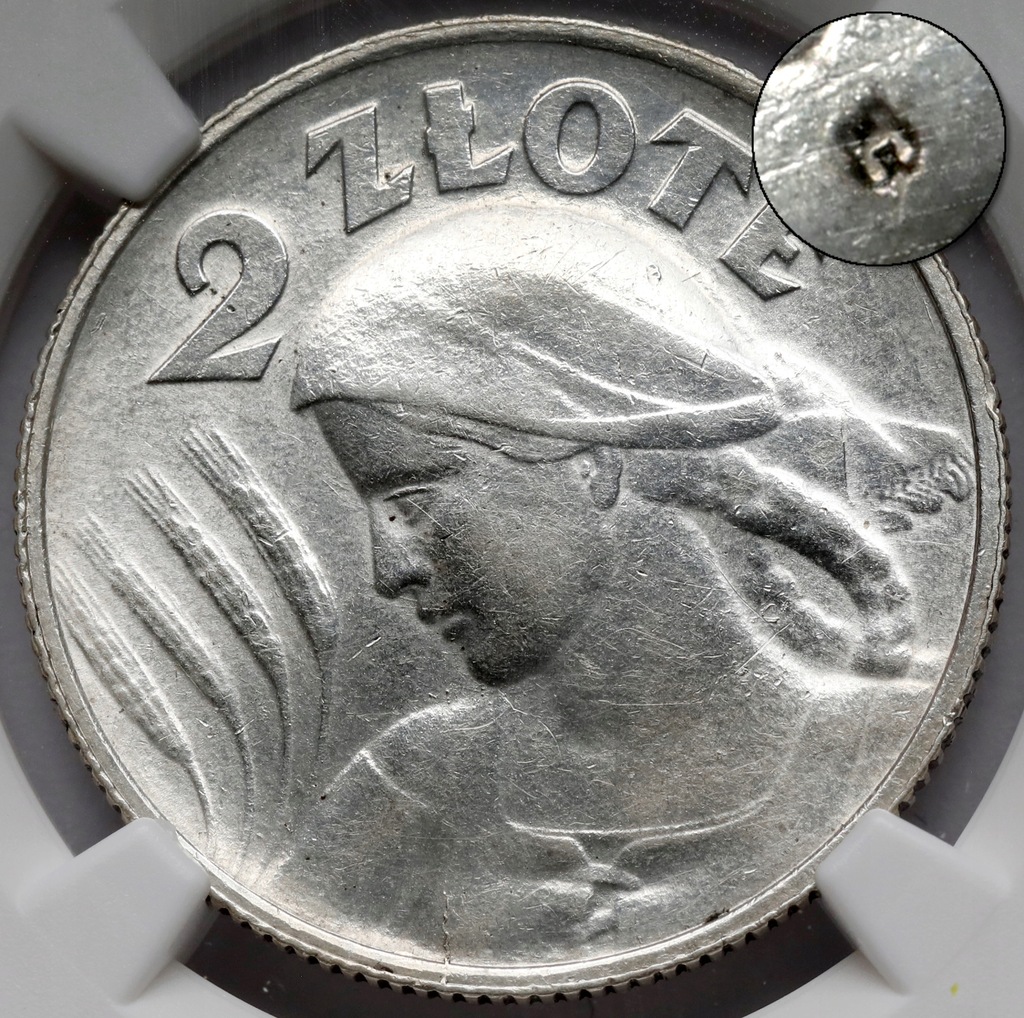 7012. Kobieta i kłosy 2 złote 1924 - literka H - bardzo rzadka - NGC AU ...