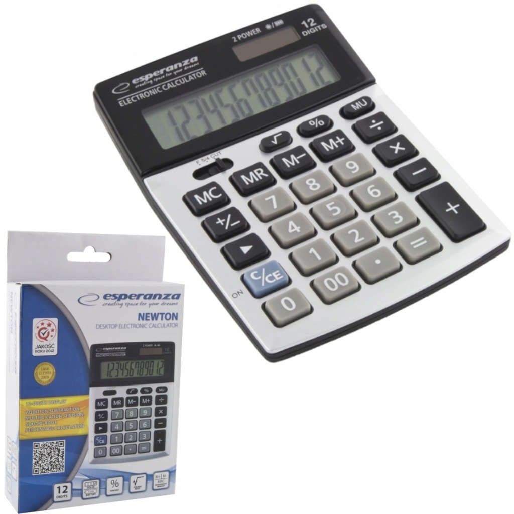 KALKULATOR Biurowy PROSTY DUŻY WYŚWIETLACZ 12 CYFR - 10724433718 ...
