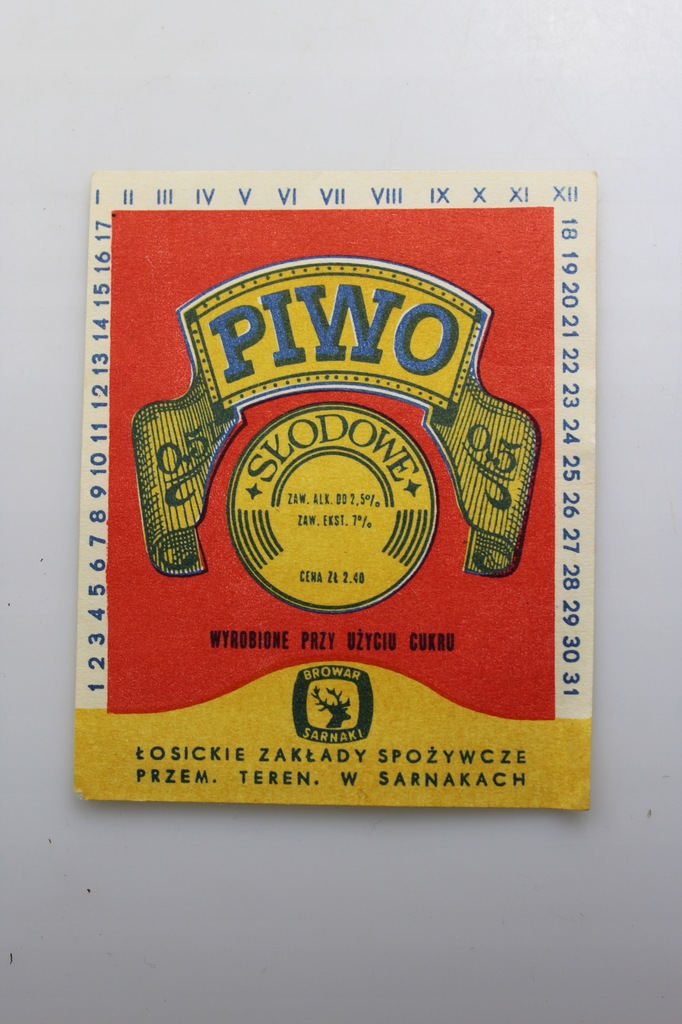 Etykieta piwo słodowe stary browar w sarnakach - 12806172074 - oficjalne archiwum Allegro