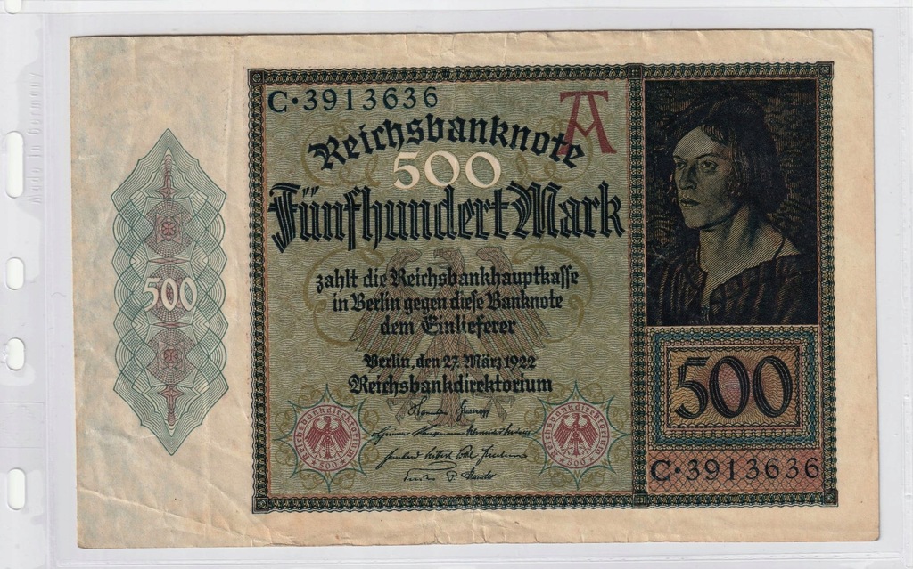 500 marek NIEMCY Funfhundert Mark 1922 Ros 70 - 13402010320 - oficjalne ...