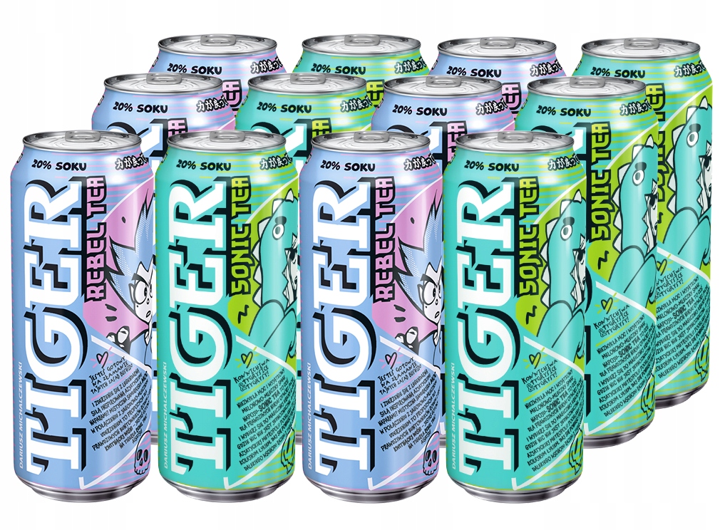 12x 500ml TIGER Rebel Tea JAGODA + Sonic Tea MELON - 13884294285 - oficjalne archiwum Allegro