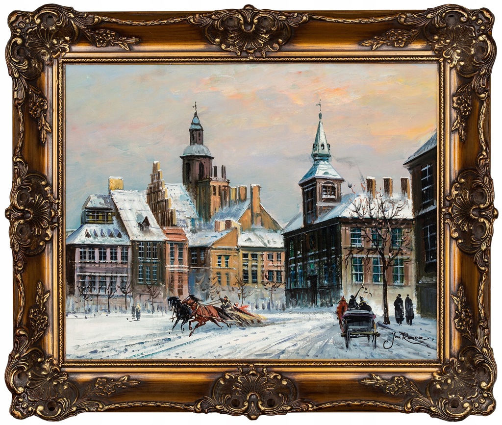 Jan RAWICZ, Zimowa przejażdżka saniami, OLEJ - 11461515612 - oficjalne ...