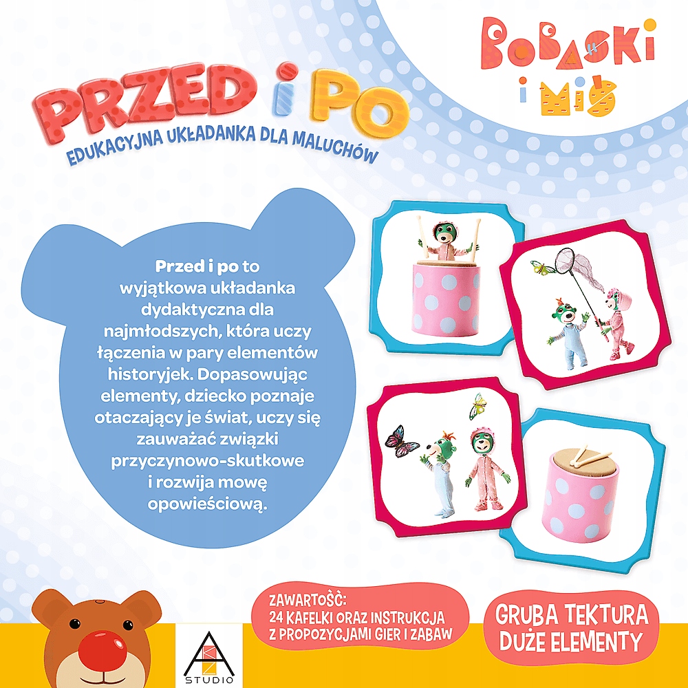 Przed i po Bobaski i Miś układanka dydaktyczna dla - 11151677969 ...