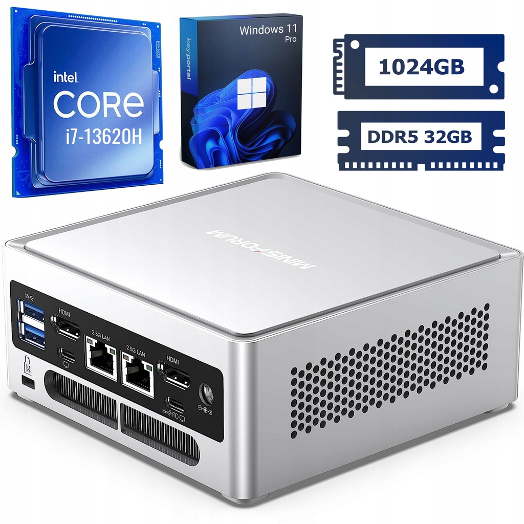 Minikomputer INTEL i7 13620H|DDR5 32GB|1000GB SSD|WIFI6|Windows 11PRO ...