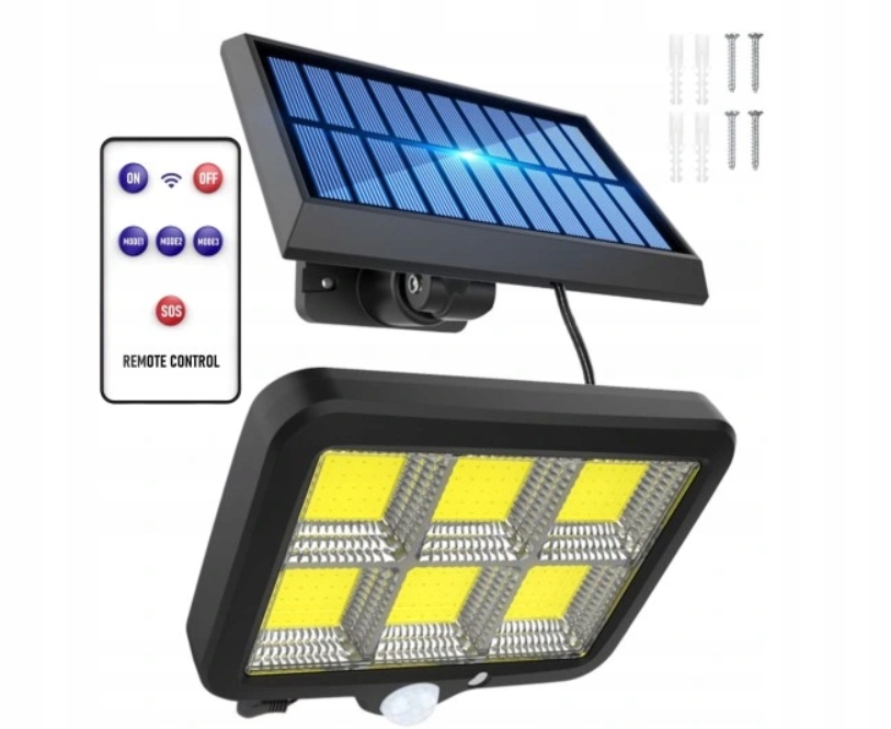 MOCNA LAMPA SOLARNA LED OGRODOWA Z CZUJNIKIEM RUCHU ZMIERZCHU ULICZNA PILOT - 16215946449 ...