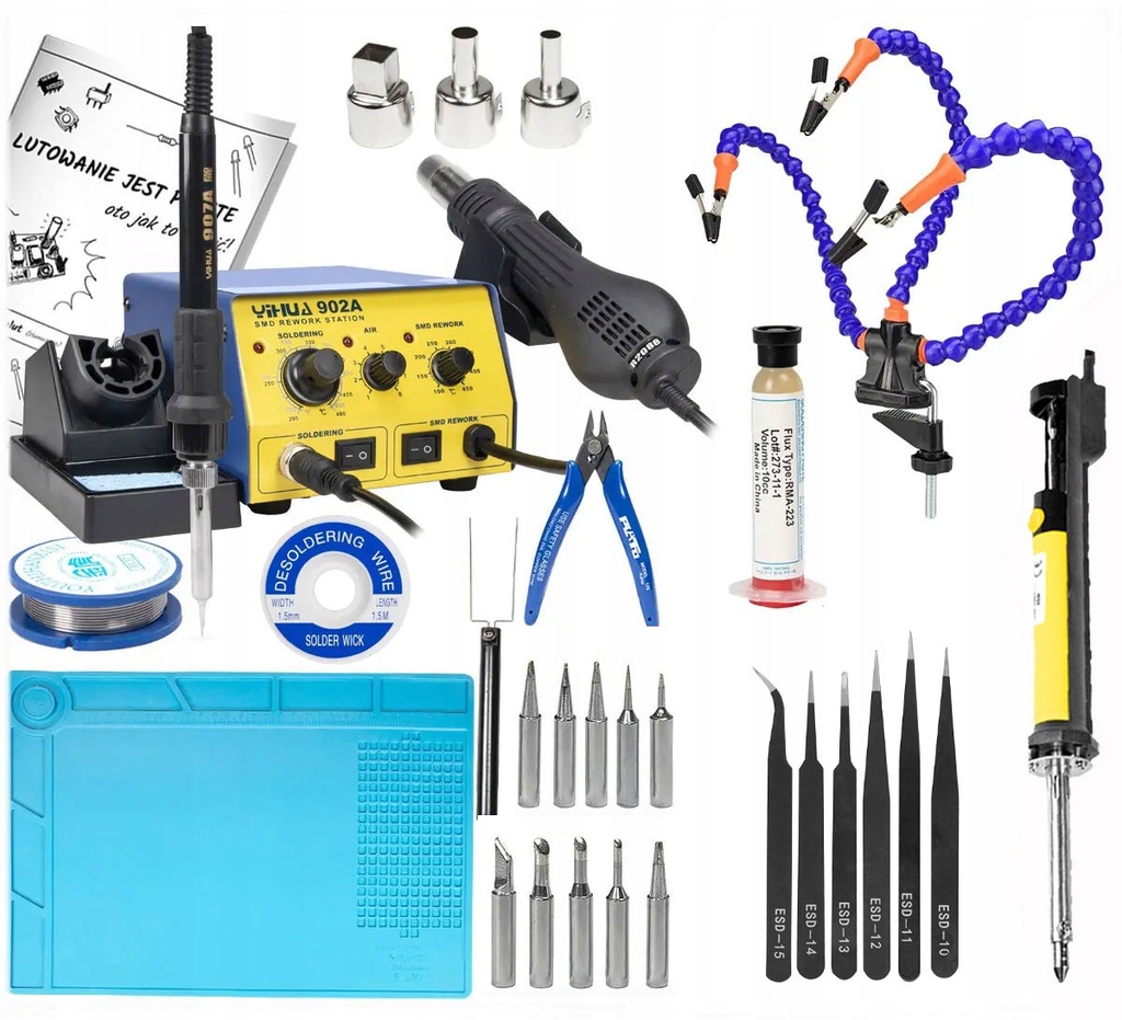 Zestaw Stacja Lutownicza Yihua 902A Plecionka Trzecia Ręka Odsysacz ...