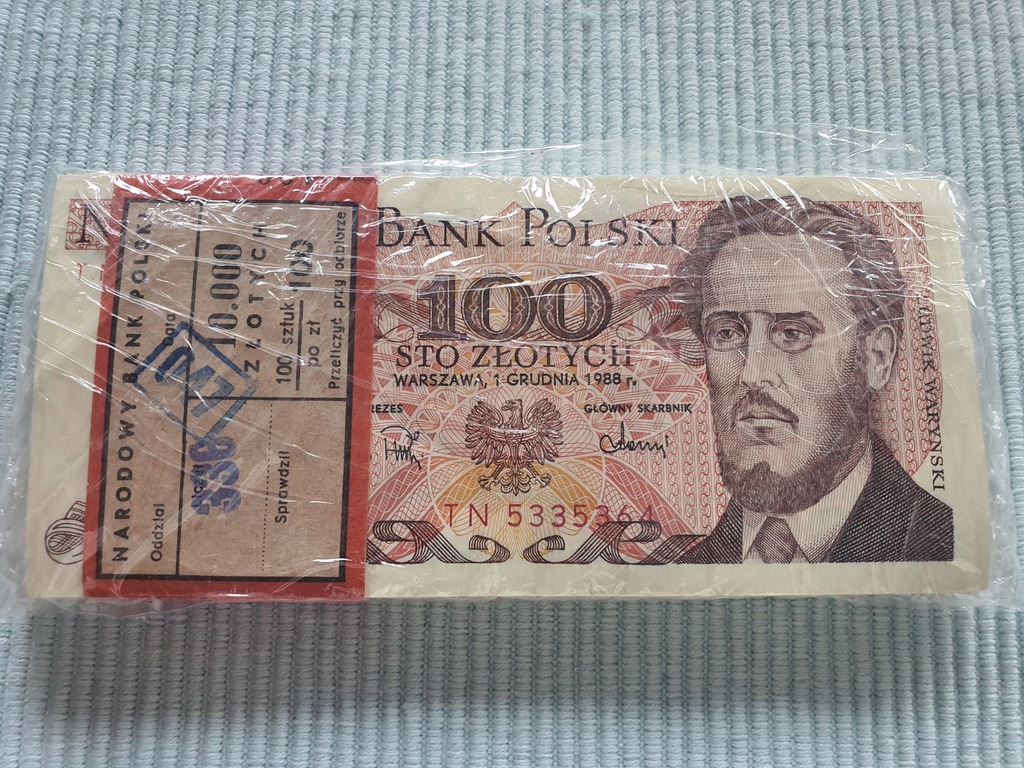 Banknot 100 zł 1988 WARYNSKI seria TN Menniczy - 12634173006 ... Banknot 100 zł 1988 WARYNSKI seria TN Menniczy - 12634173006 ...