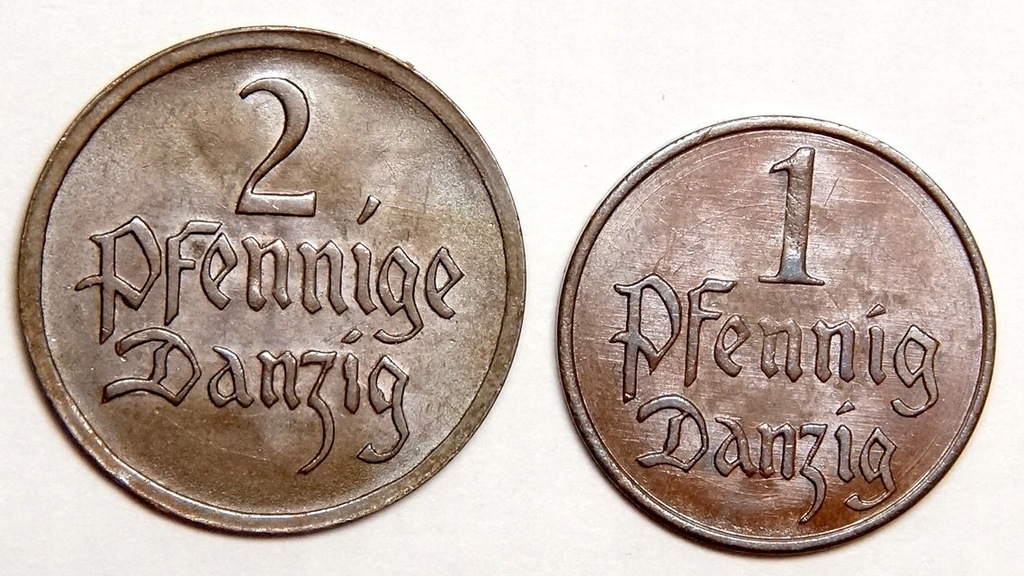 yd 2 fenigi 1926 i fenig 1923 - Wolne Miasto Gdańsk - bardzo ładne ...