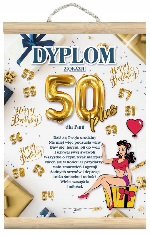 Prezent dla szefowej na 50 urodziny DYPLOM - 12567923828 - oficjalne archiwum Allegro