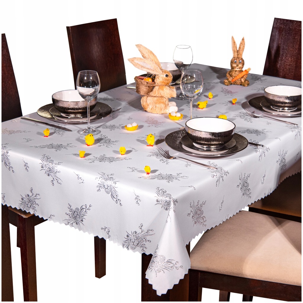OBRUS Świąteczny 120x200 Wielkanoc Wielkanocny srebrny WZ5 - 15230270683 - oficjalne archiwum ...