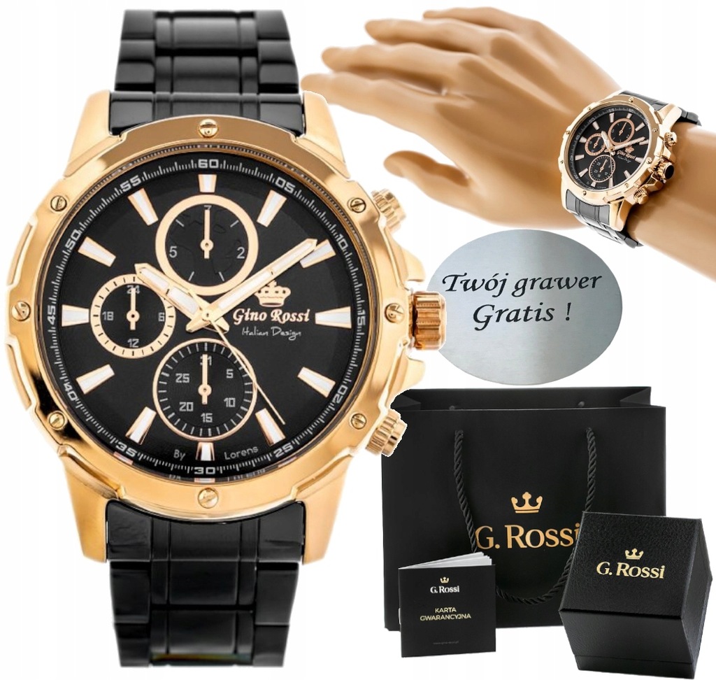 Zegarek Męski G. Rossi Oryginalny Klasyczny Box - 10067531034 ...
