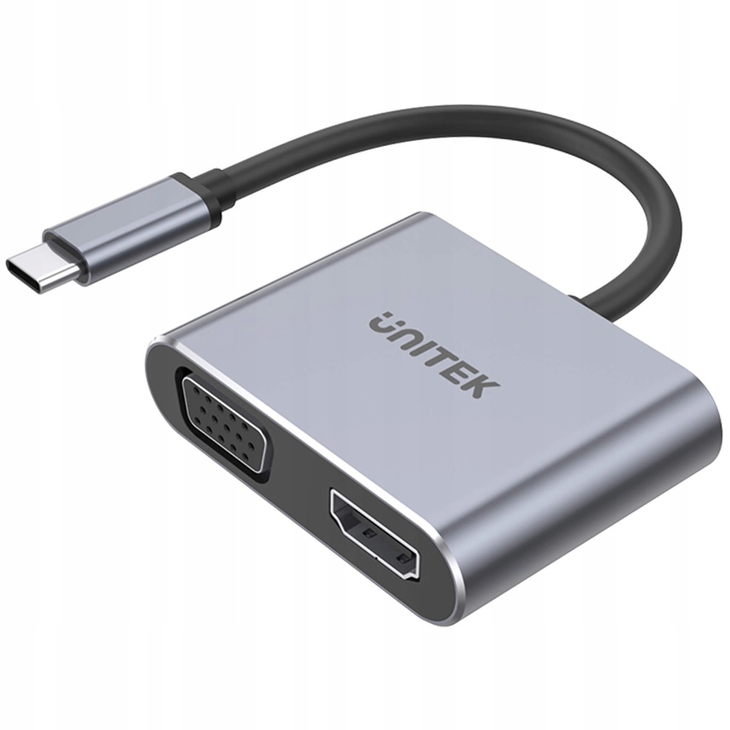ADAPTER HUB UNITEK NA USB-C HDMI VGA PD 100W USB A - 11101387698 - oficjalne archiwum Allegro