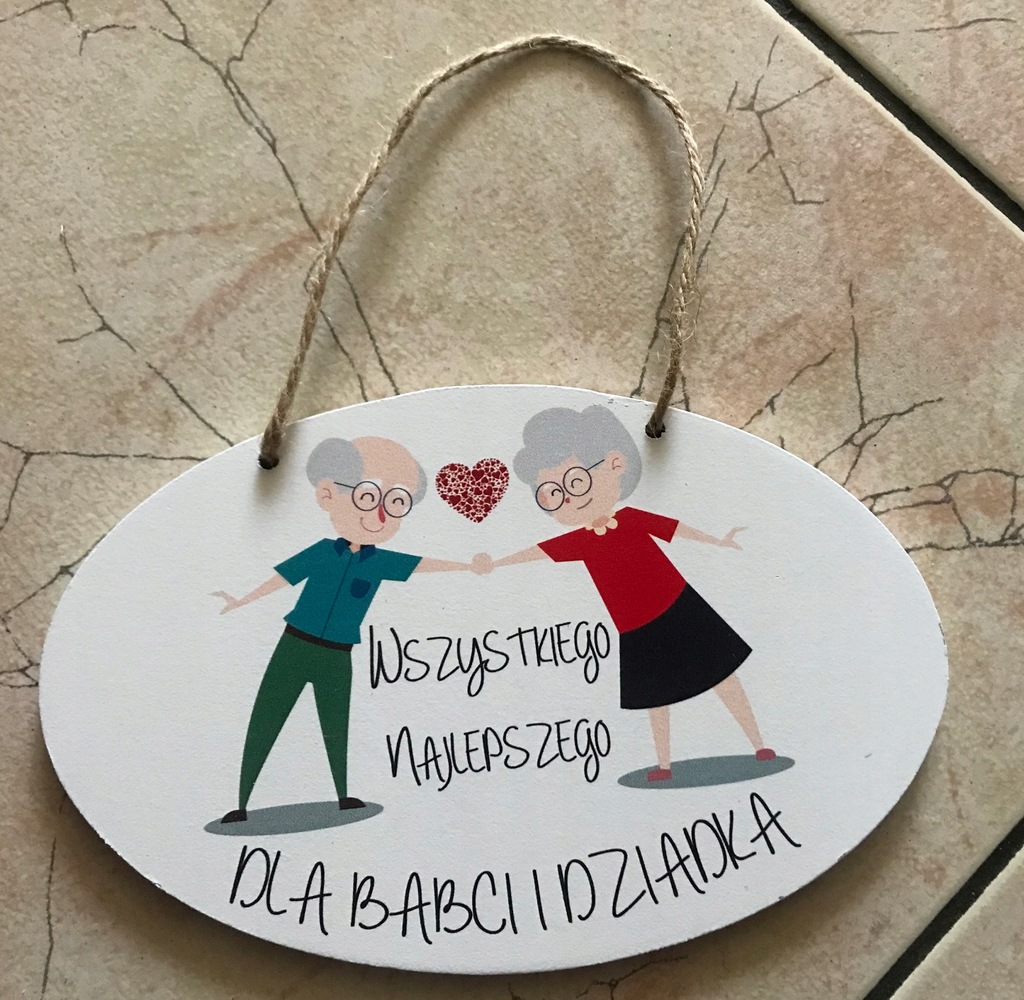 Tabliczka drewniana na Dzień Babci i Dziadka - 11509286992 - oficjalne archiwum Allegro