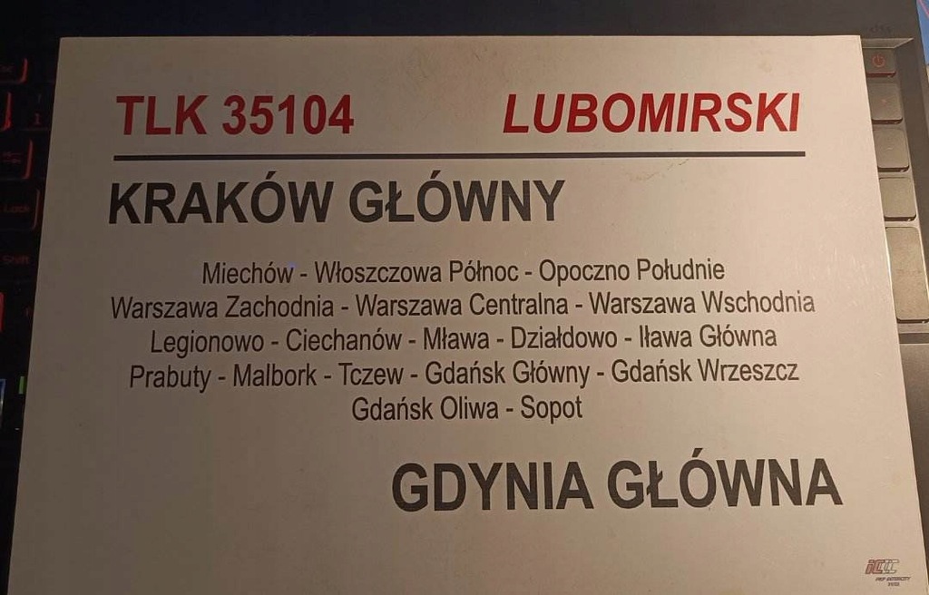 Tablica Relacyjna PKP TLK Lubomirski - 13061535331 - oficjalne archiwum Allegro