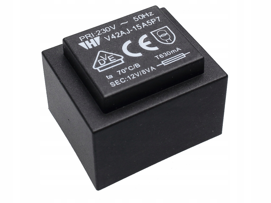 Transformator zalewany 8VA 230V / 12V 666mA - 11129719226 - oficjalne archiwum Allegro