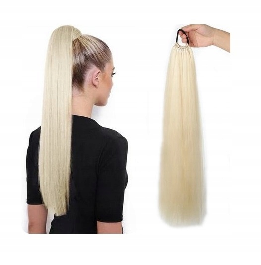 KITKA KUCYK WŁOSY NA GUMCE 60 CM JASNY BLOND TRESKA 1219 - 15530137429 ...