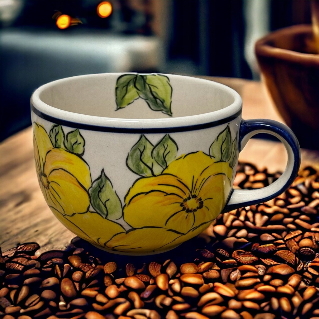 Filiżanka duża, kubek kwiaty UNIKAT 550 ml dek. ZUKZ Ceramika Bolesławiec - 15309193691 ...