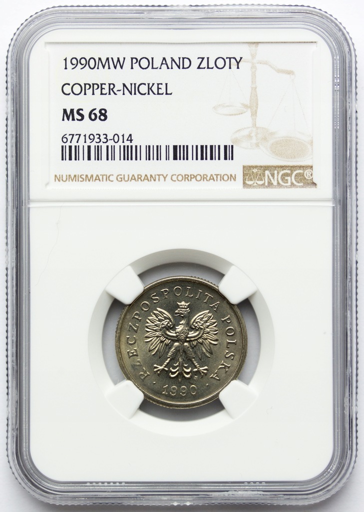 Polska, 1 złoty 1990, NGC MS68, 2-GA NOTA, WSPANIAŁA - 15229619112 - oficjalne archiwum Allegro
