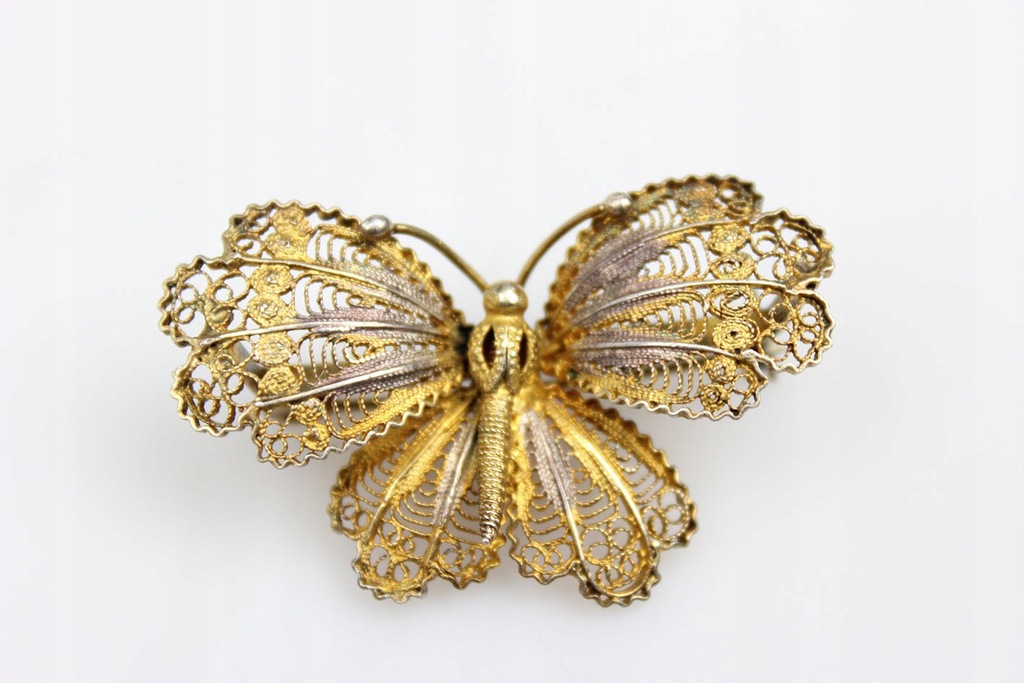 FILIGRANOWY MOTYL BROSZKA SREBRO ZŁOCONE - 13174192559 - oficjalne ...