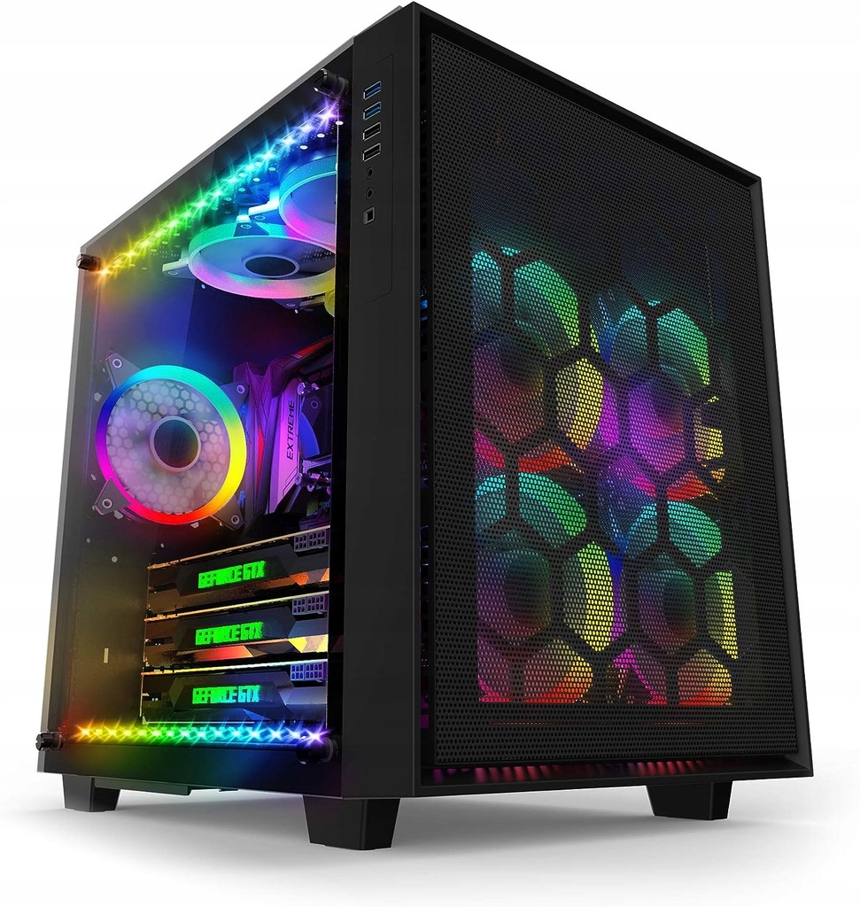 OBUDOWA GAMINGOWA KOMPUTEROWA XXL PC RGB PWM LED - 14297277848 ...
