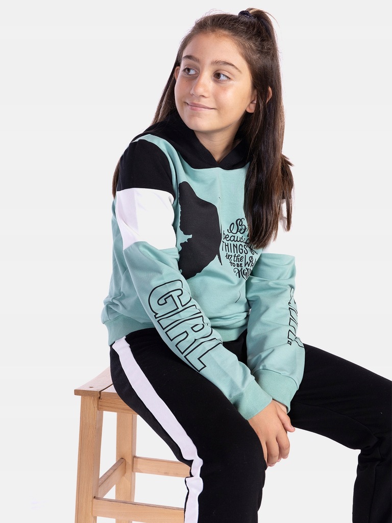 DRES DZIEWCZĘCY KOMPLET DRESOWY miętowy 158-164 - 12585967038 - oficjalne archiwum Allegro