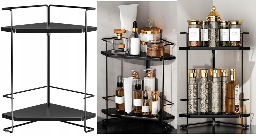 Półka 2 pozniomowa do łazienki kuchni na biurko organizer CZARNA 59T ...