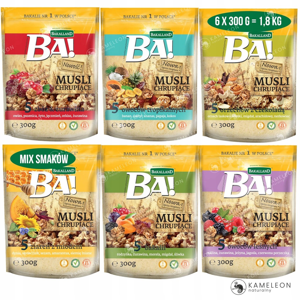 BAKALLAND BA MUSLI CHRUPIĄCE zestaw mix 6szt 1,8kg - 12805315492 ...