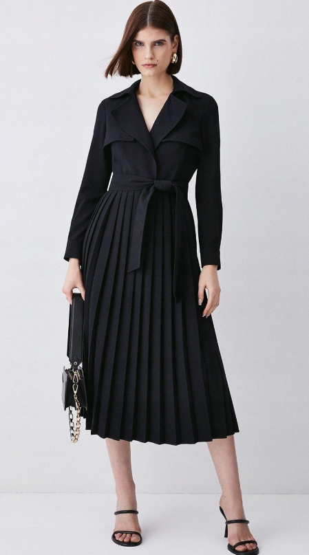 KAREN MILLEN SUKIENKA PLISOWANA CZARNA MIDI 38 YFG - 14737775668 - oficjalne archiwum Allegro