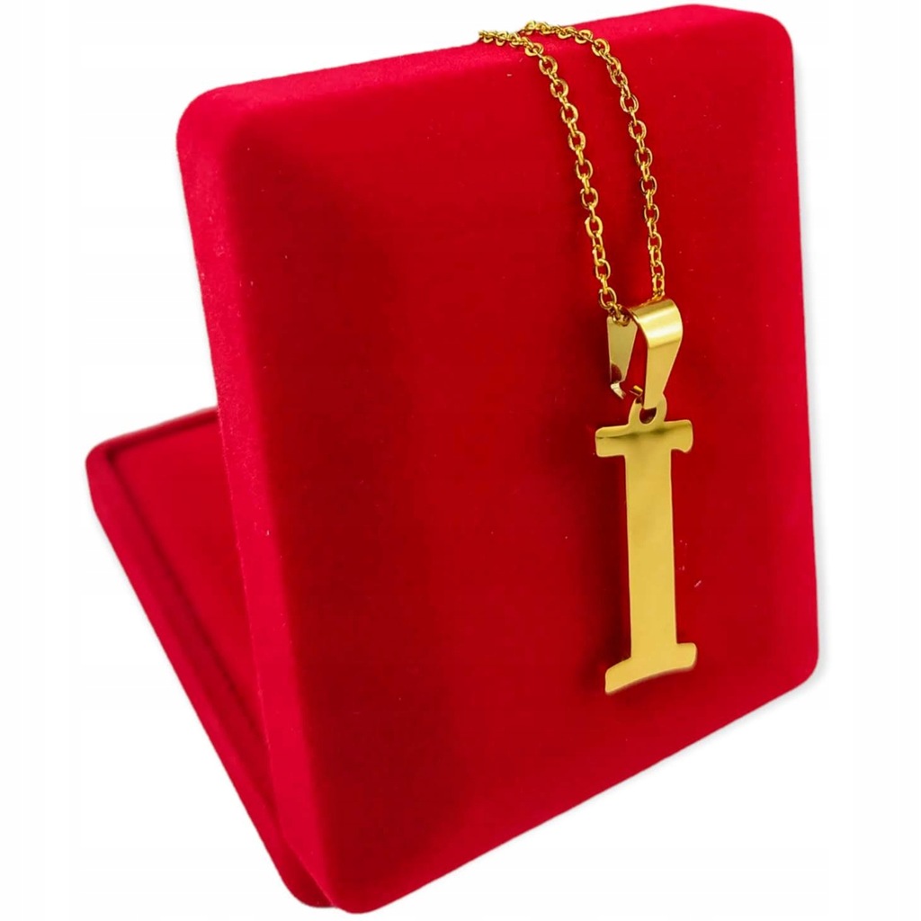 NASZYJNIK ZŁOTY DUŻA LITERA LITERKA I STAL 316L - 10159035334 ...