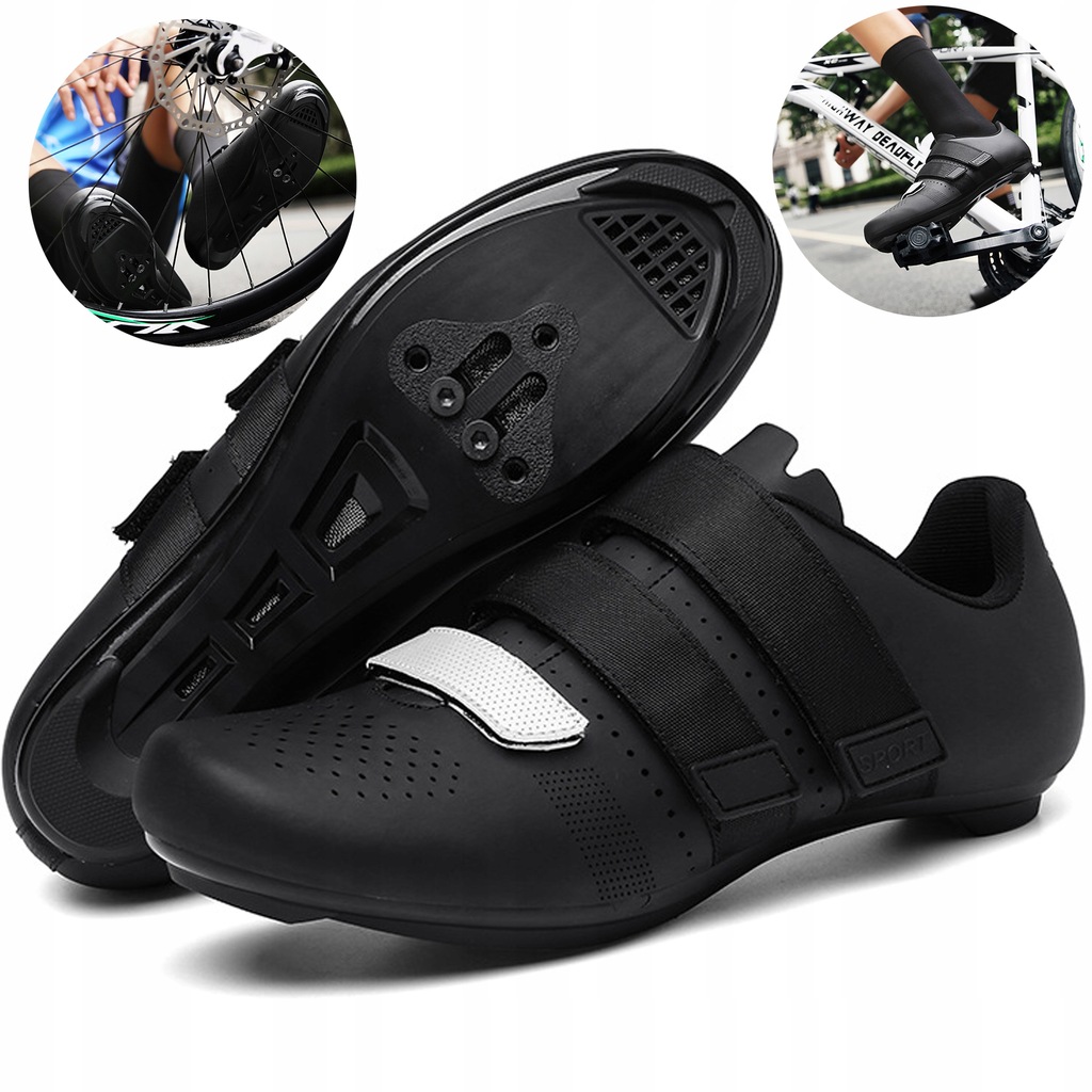 Buty rowerowe męskie damskie MTB SPD rower czarne SZOSA szosowe wpinane ...