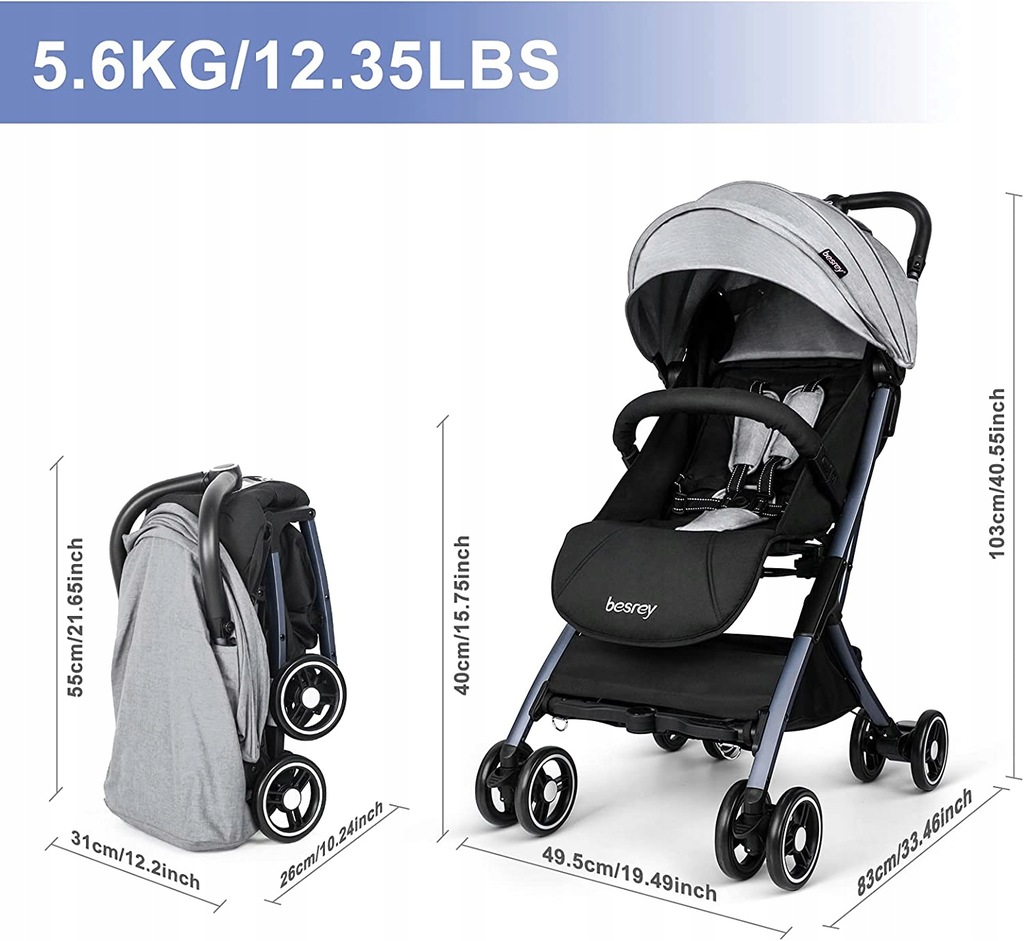 Wózek besrey Baby do samolotu mały lekki kompakt - 12867266967 ...