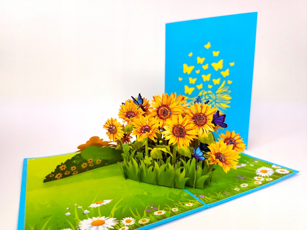 Kartki 3D pop up Słoneczniki - 13777190464 - oficjalne archiwum Allegro