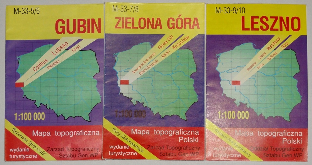 GUBIN, ZIELONA GÓRA, LESZNO mapa topograficzna Pol - 9050133043 ...
