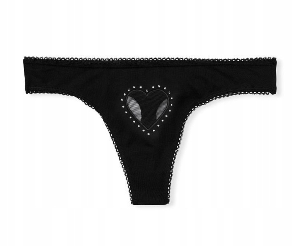 Victoria’s Secret czarne stringi majtki M 38 - 12935788000 - oficjalne ...