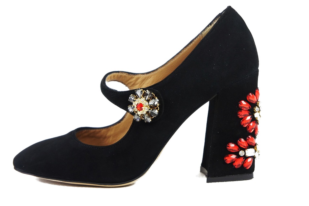 MAGZA ZAMSZOWE BOTKI + KRYSZTAŁOWY OBCAS SKÓRA 39 - 6752656552 ...