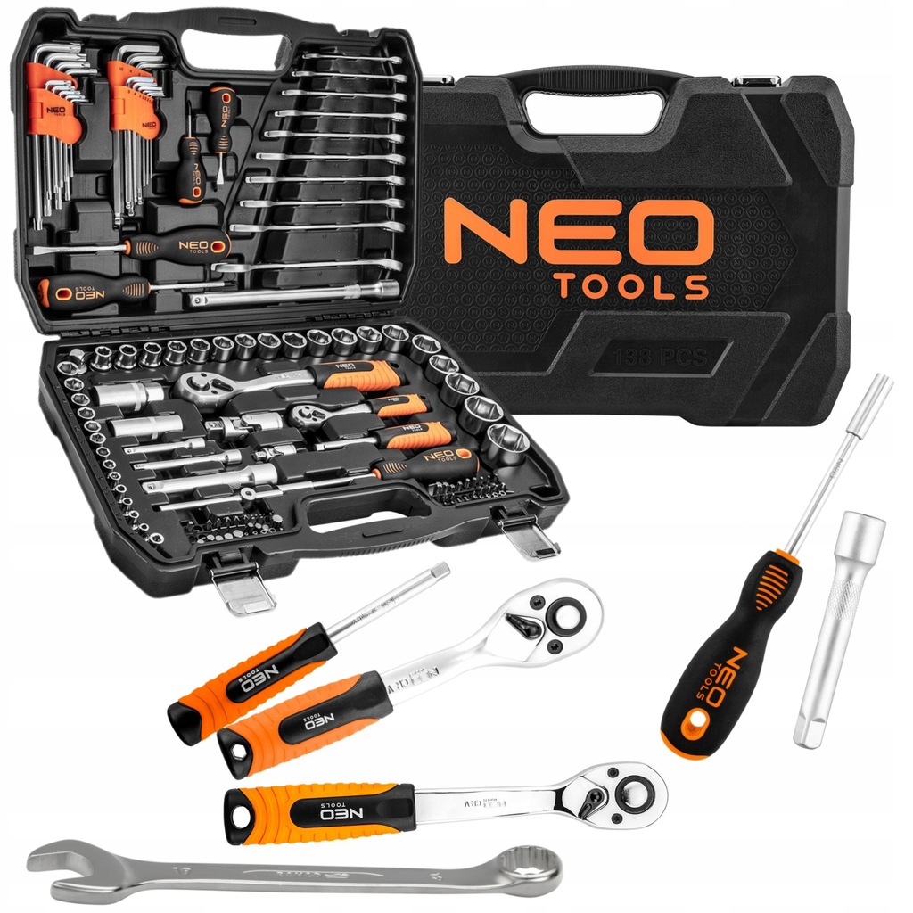 NEO 10-208 ZESTAW KLUCZY NASADOWYCH 1/2 1/4 138szt - 12690928318 - oficjalne archiwum Allegro
