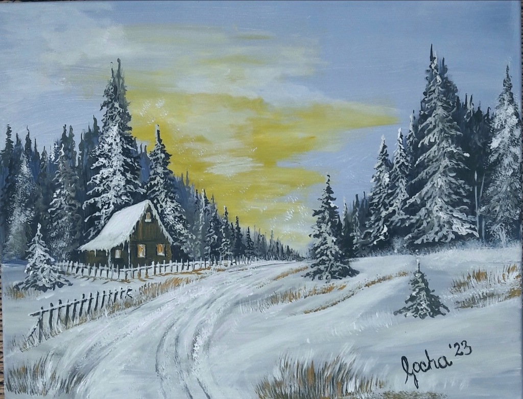 ZIMA. ZMIERZCH, obraz olejny, Galeria Gochy - 14149206724 - oficjalne ...