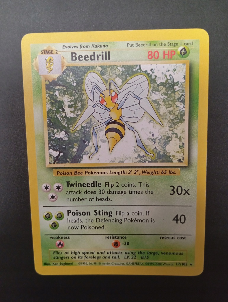 Beedrill RARE Base Set 1999 rok 17/102 2# POKEMON TCG - 15385595026 ...