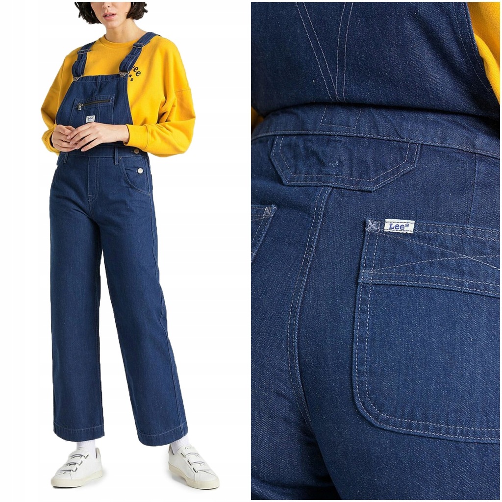 LEE WIDE LEG BIB DAMSKIE OGRODNICZKI JEANSOWE S - 13657070133 ...